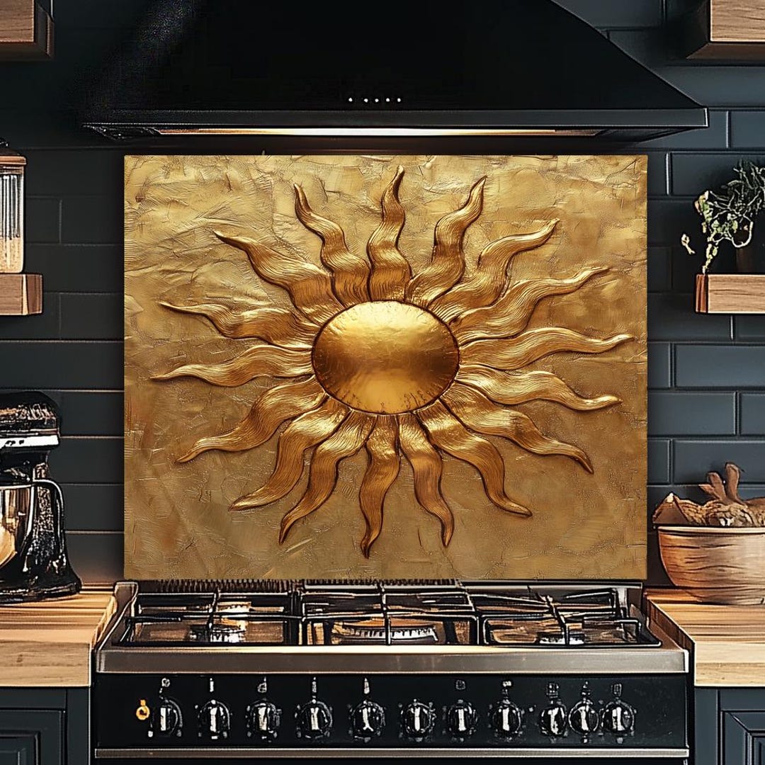Glass Backsplash - Ancient Sun Copper Relief Look Kitchen Backsplash ...
