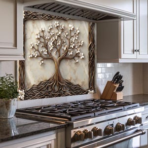 Fireproof Backsplash-tree of Life Kitchen Splashback for Stove Back ...
