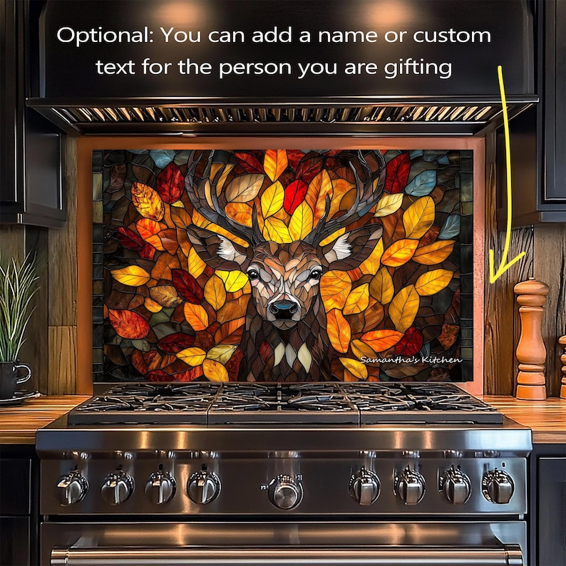 Glass Backsplash-adorable Glass Art Deer Design Backsplash, Stained ...
