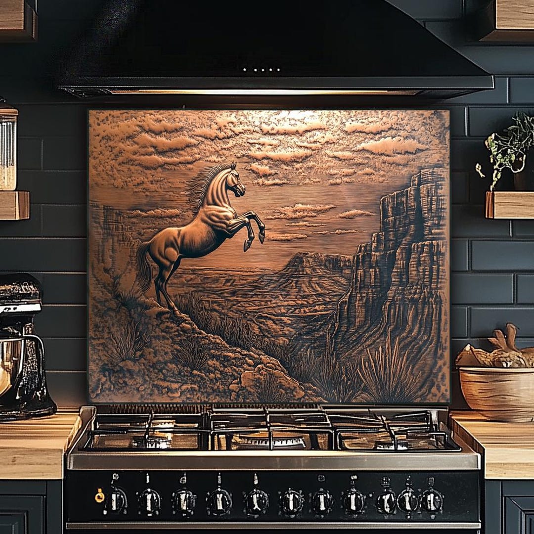 Horse Backsplash-tempered Glass Wall Art for Kitchen Stove Back Splash ...