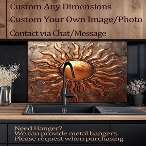Copper Sun Glass Backsplash - Ancient Sun Kitchen Backsplash, Tempered ...