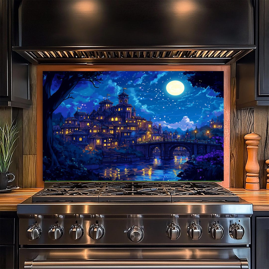 Glass Backsplash, Night City of Star Backsplash, Starry Backsplash, One ...