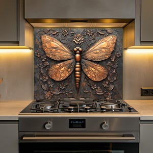 Backsplash-copper Look Butterfly Splashback for Stove, Whimsical ...