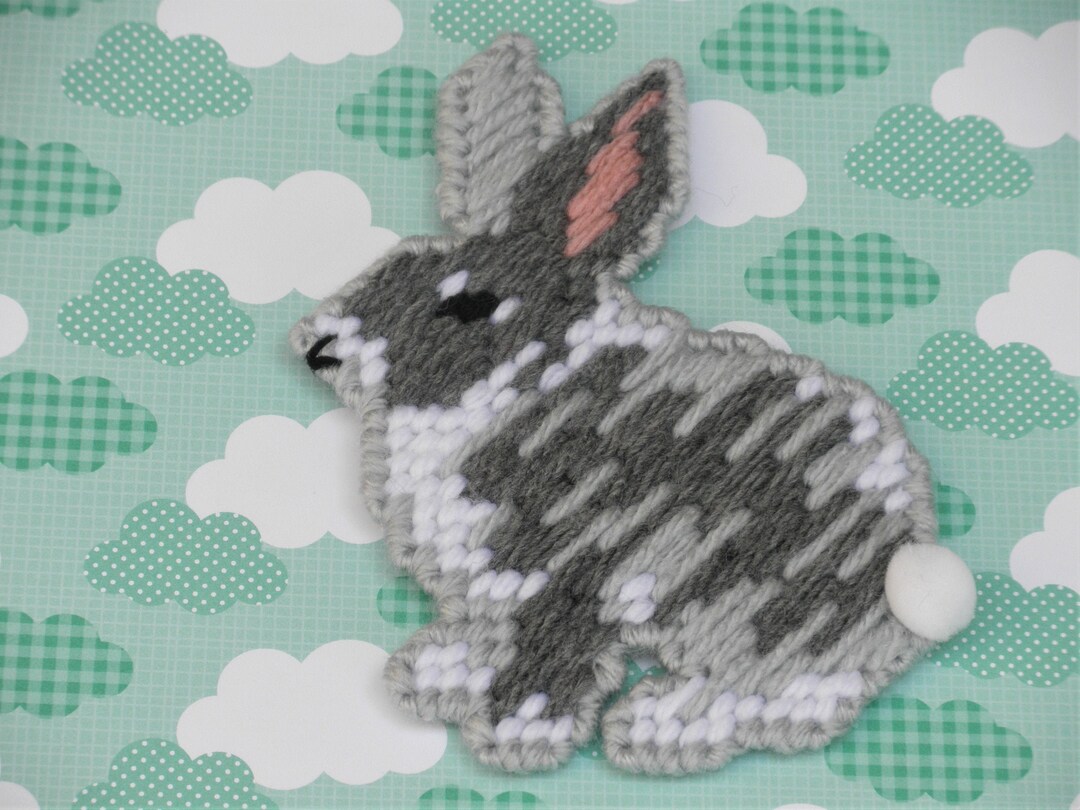 Grey Bunny Magnet / Rabbit Magnet / Grey Rabbit Magnet / Plastic Canvas Magnet - Etsy