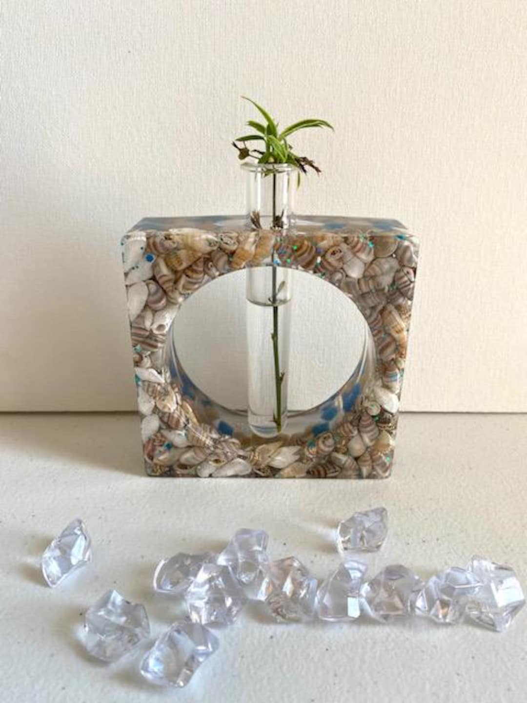 Premium Epoxy Resin Propagation Vase/oil Reed Diffuser With Seashells ...