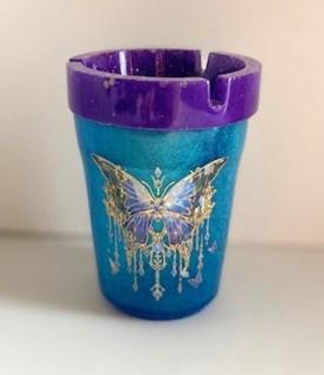 Custom Blue/purple Resin Butterfly Butt Bucket - Etsy