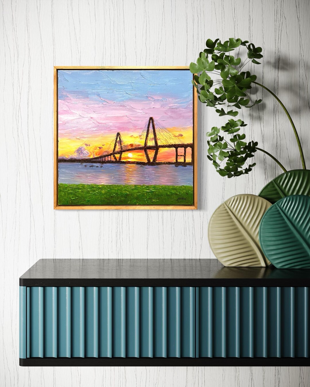 Ravenel Bridge Acrylic Palette Knife Painting - Etsy