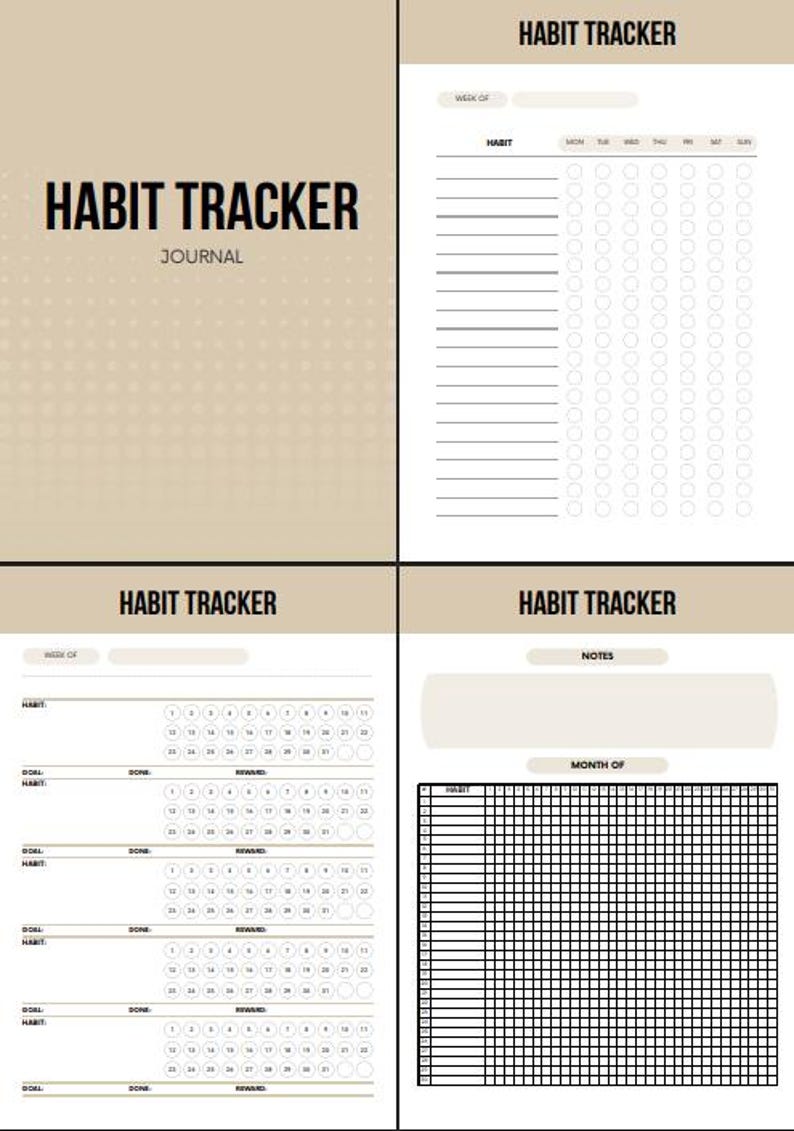 Printable Habit Tracker Bundle: Daily, Weekly, Monthly (PDF Download ...