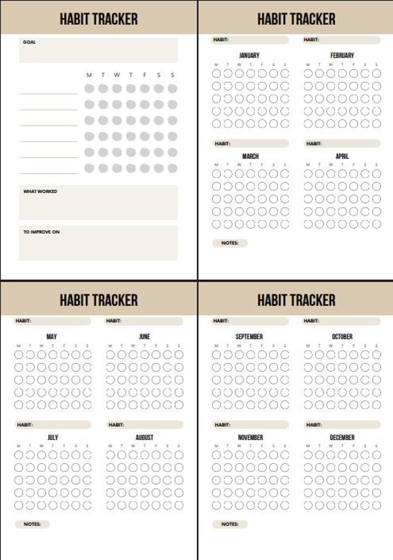 Printable Habit Tracker Bundle: Daily, Weekly, Monthly (PDF Download ...