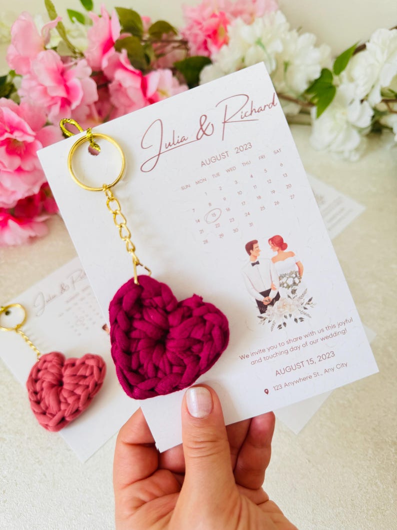 Handmade Crochet Heart Keychain Party Favors - Wedding, Handmade ...