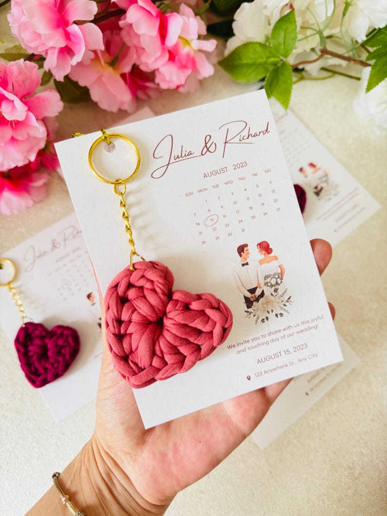 Handmade Crochet Heart Keychain Party Favors - Wedding, Handmade ...