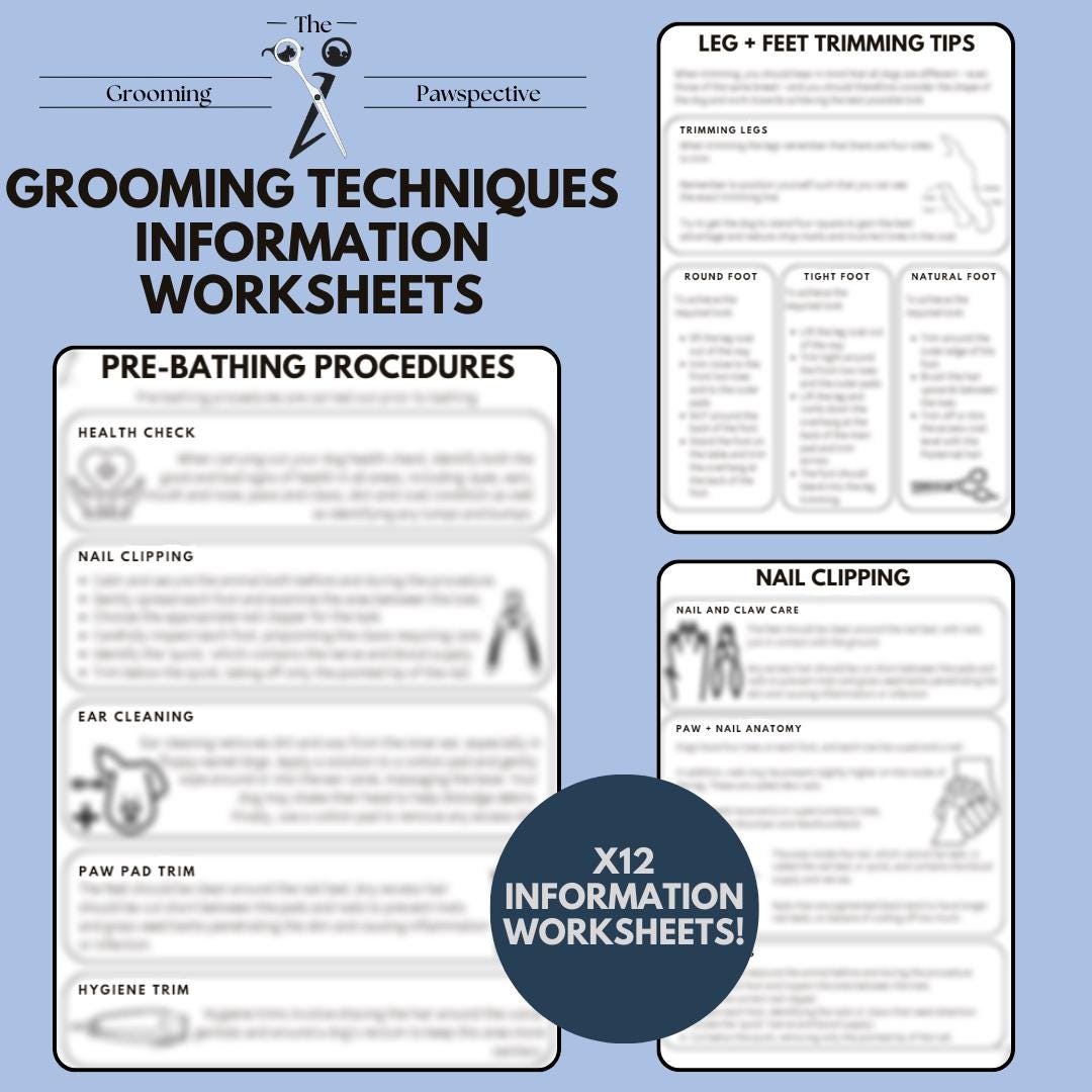Dog Grooming Information Worksheets - Grooming Techniques and Tips - Etsy