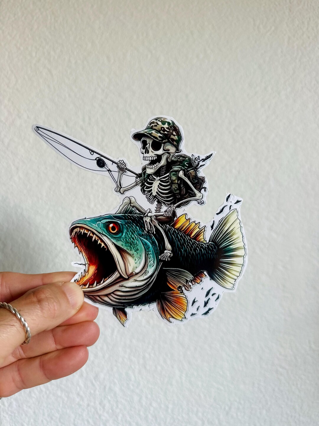 Skull Monster Fish Skeleton Fishing Large Mouth Bass American Flag ...
