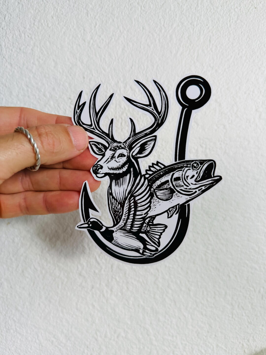 Hunting Fishing Sticker Trout Bass Deer Decal Fish Hook Car Bumper - Etsy
