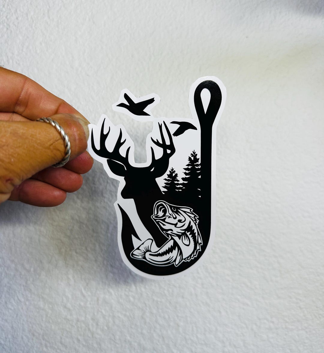 Hunting Fishing Sticker Trout Bass Deer Decal Fish Hook Car Bumper - Etsy