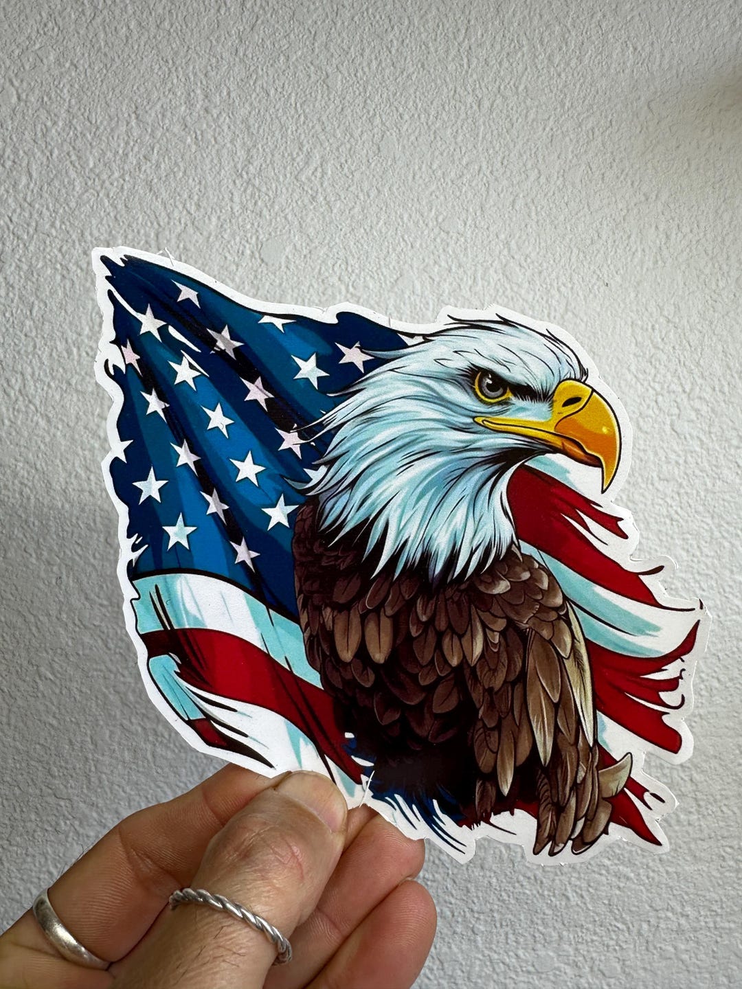 Bald Eagle American Flag Sticker Fishing USA Patriot Sticker Boat Car ...