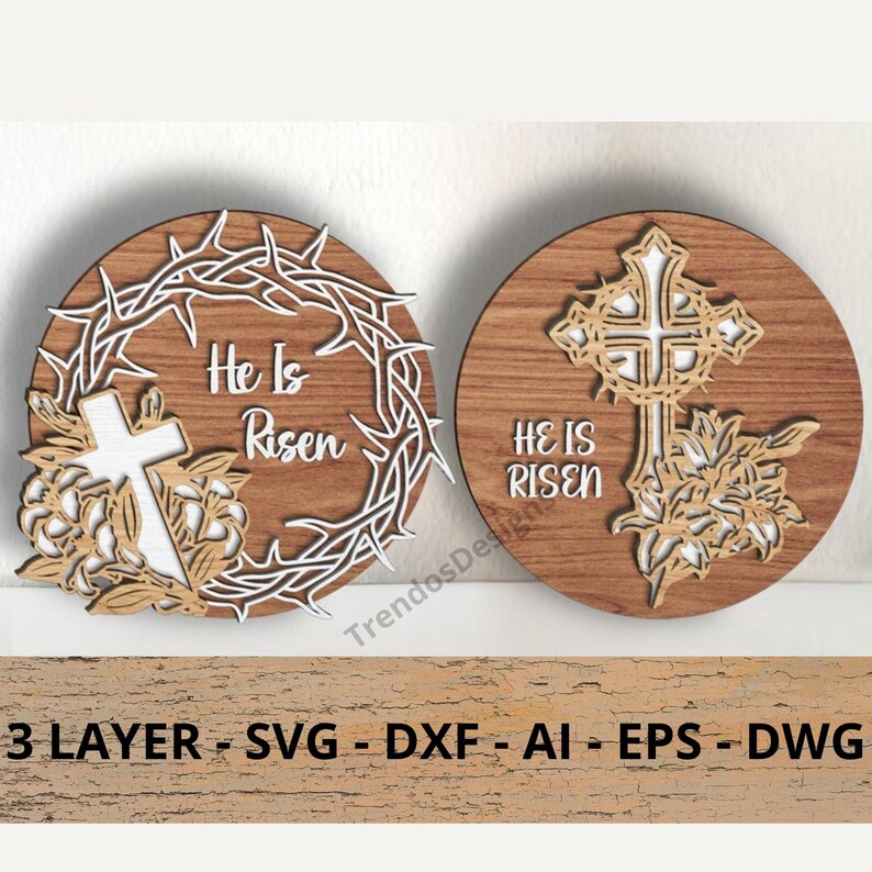 Resurrection Egg Decor He is Risen Laser Cut File Tiered Tray Decor ...