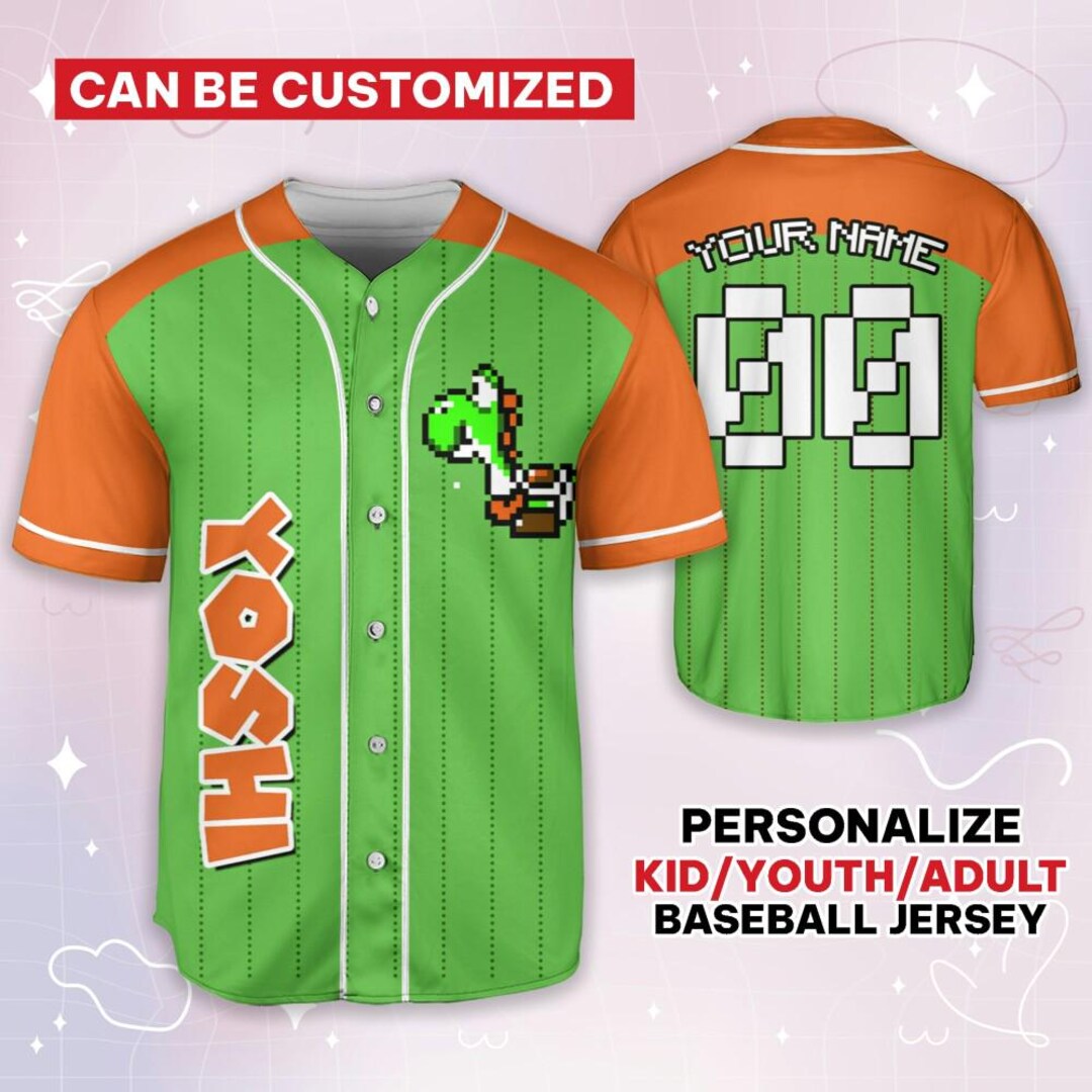 Custom Yoshi Arcade, Custom Super Mario Baseball Jersey, Family Uniform ...