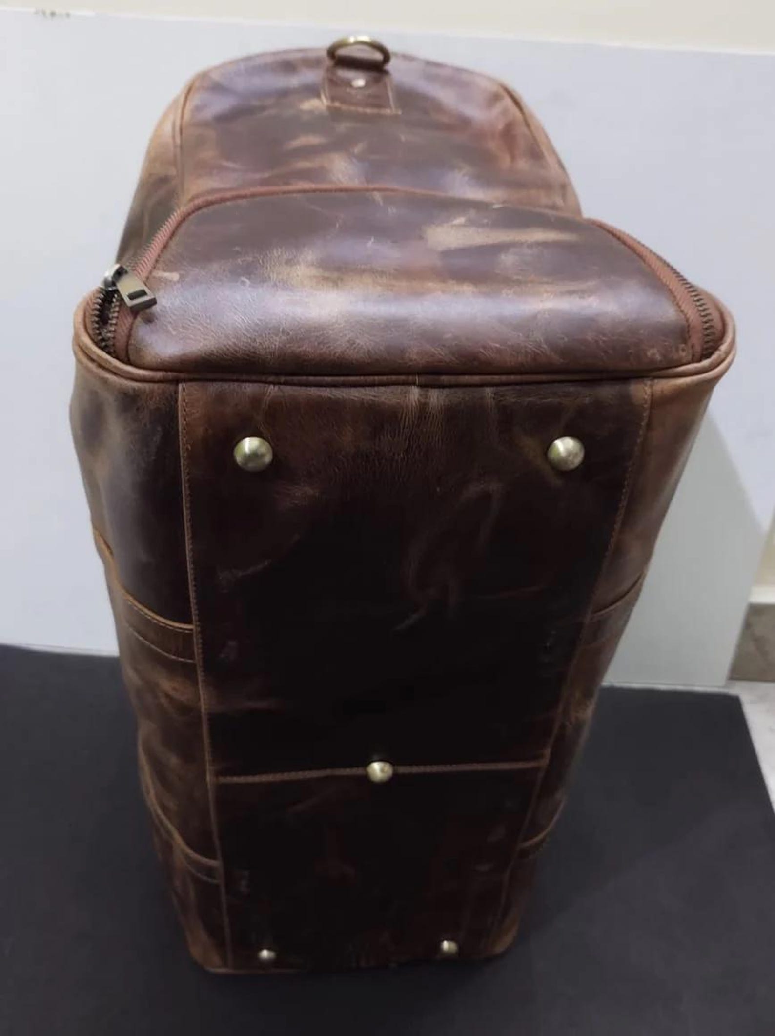 Leather Duffel Bag Inside 100% Polyester Lining + Brass Hardware ...