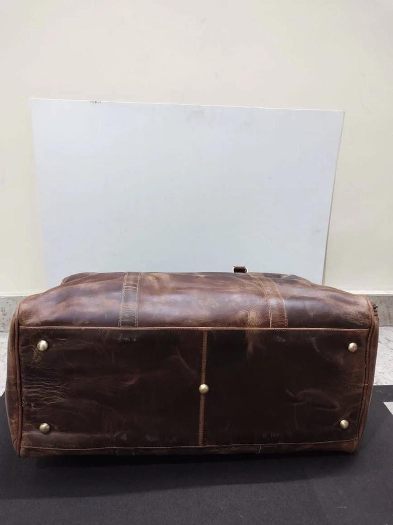 Leather Duffel Bag Inside 100% Polyester Lining + Brass Hardware ...