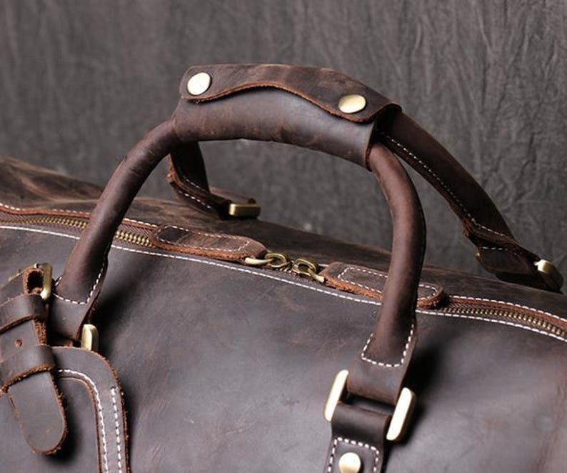 Leather Duffel Bag Inside 100% Polyester Lining + Brass Hardware ...