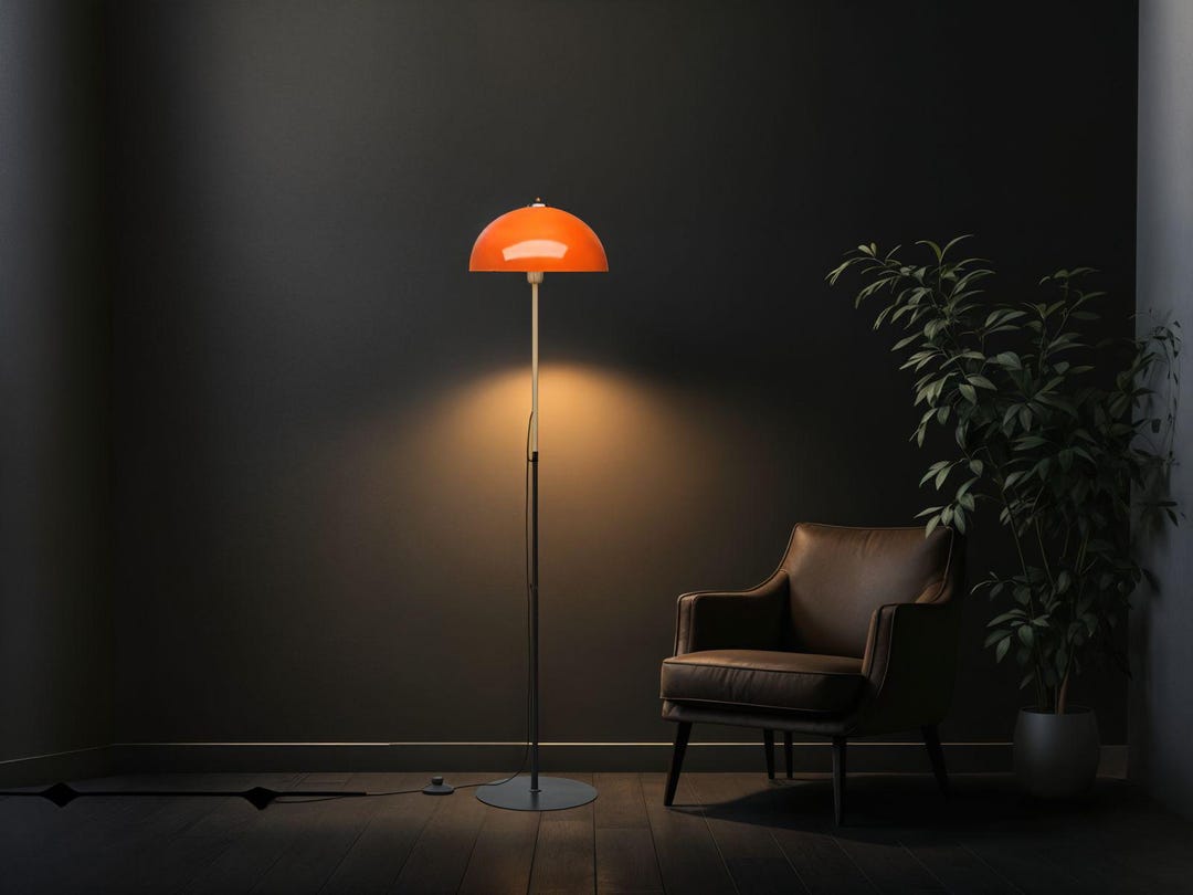Luminária de chão moderna em forma de cogumelo laranja | Design ...