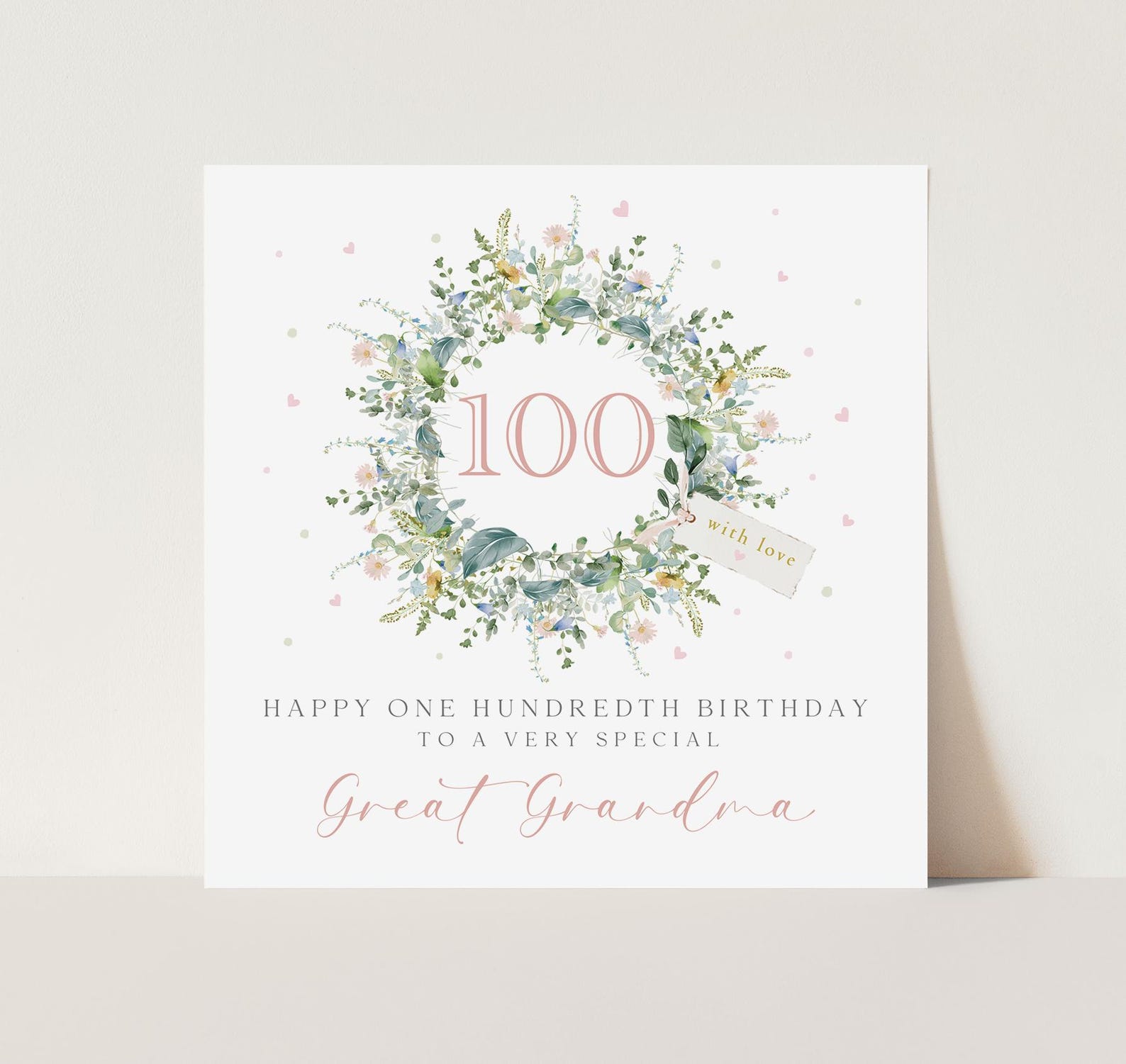 Personalised 100th Birthday Card, Age 100 Card, Floral 100 Card ...
