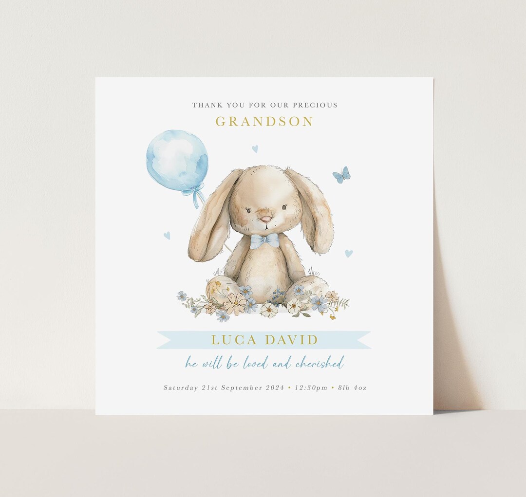 Personalised New Grandson Card, Thank You for Grandson, New Grandson ...