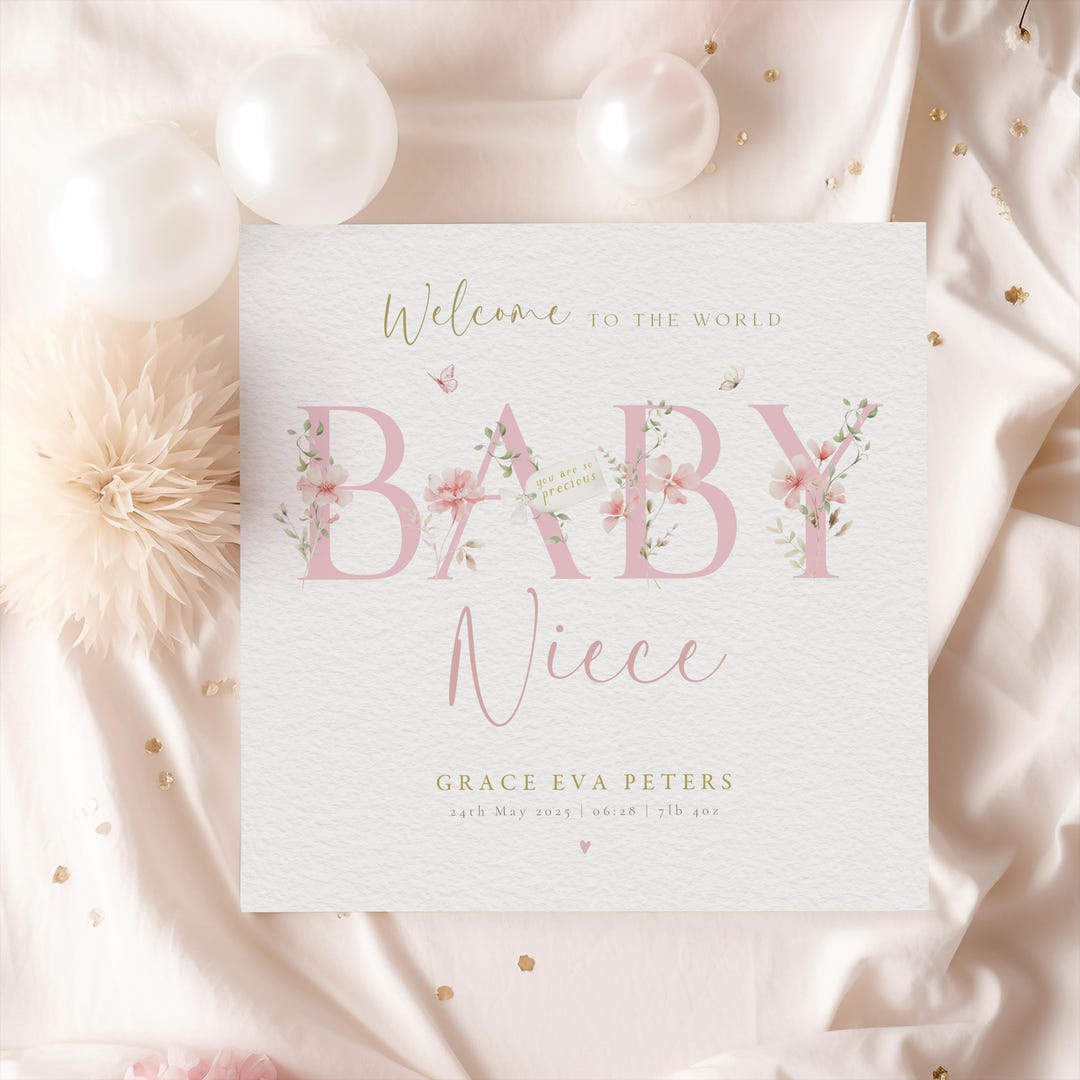 Personalised New Baby Niece Card, Birth of Baby Girl Card, New Niece - Etsy