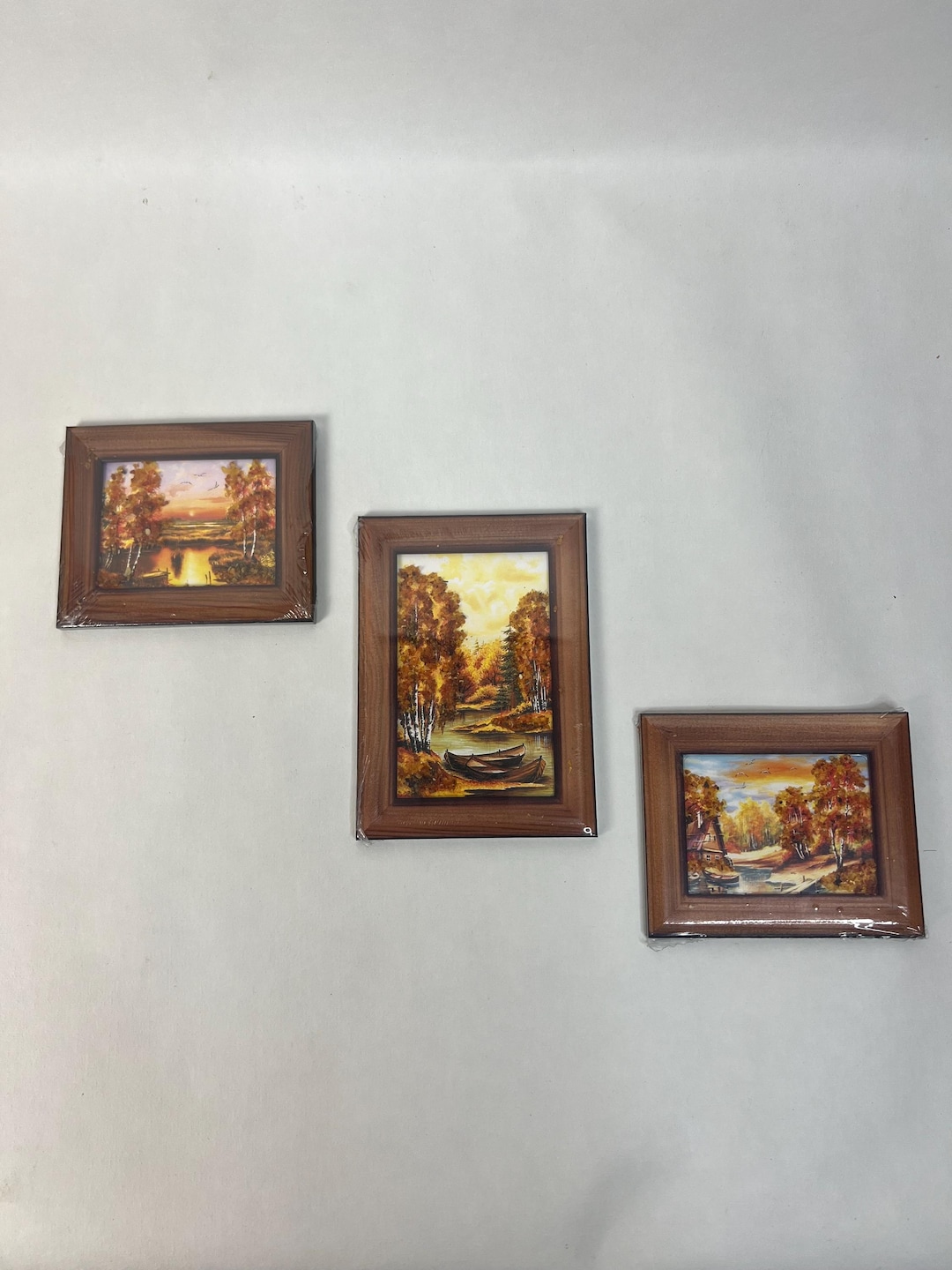 Three Small Drawings Covered With Ukrainian Amber. Ukrainian Amber ...