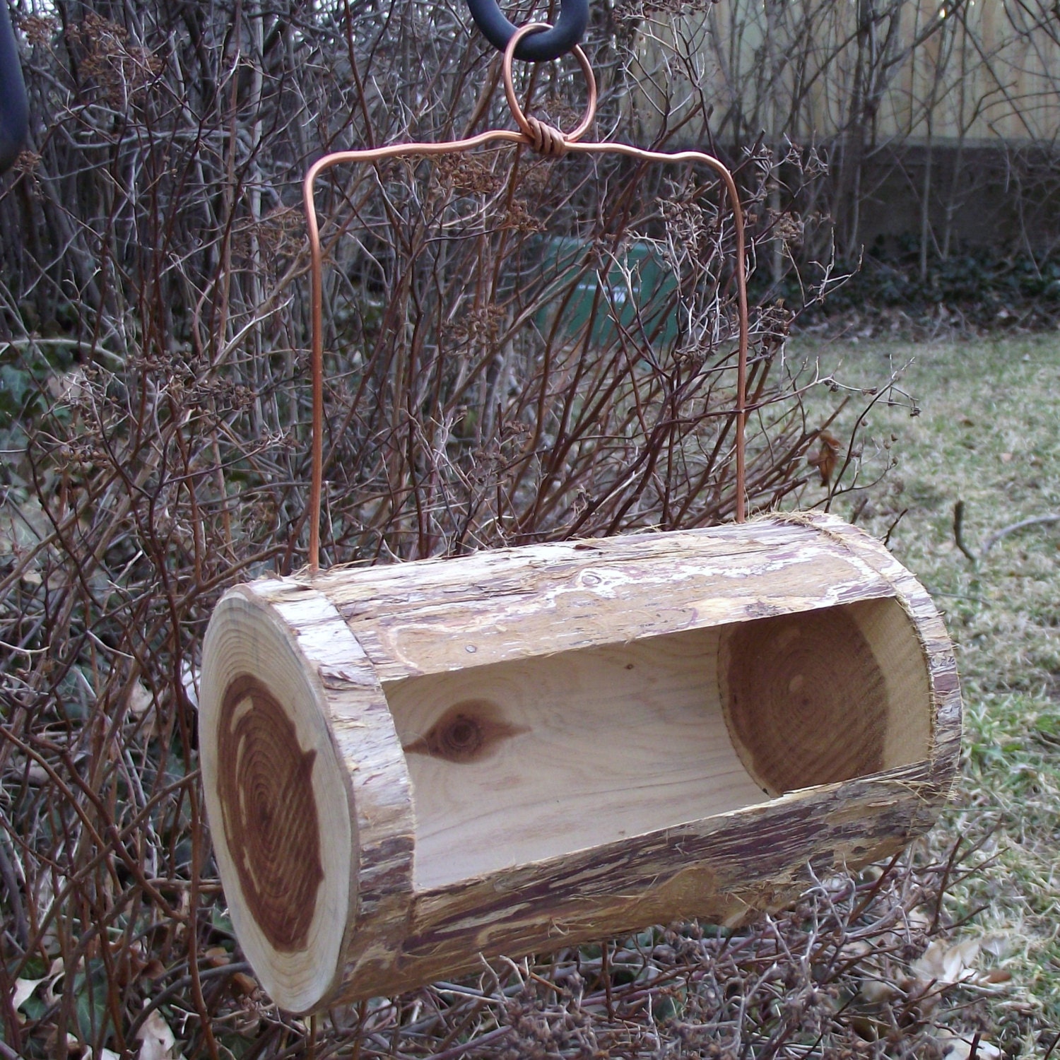 Cedar Log Bird Feeder Handmade from Reclaimed Tree Branch | Etsy