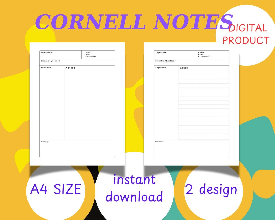 Efficient Note-taking Set: Printable Lecture & Cornell Notes, Instant ...
