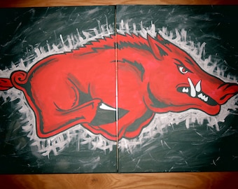 Arkansas Razorback Painting 18x24 Watercolor Print - Etsy