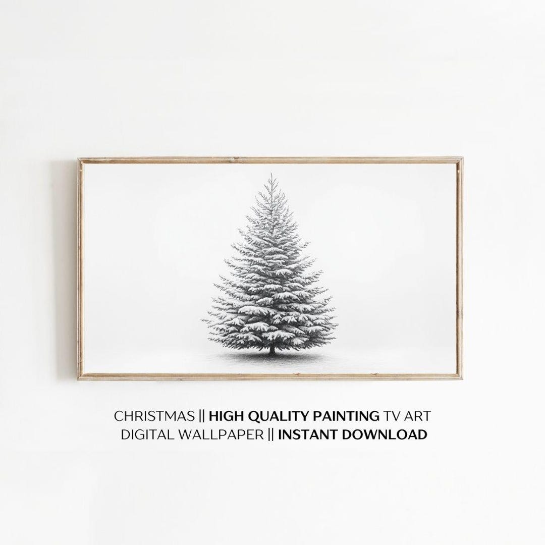 Vintage Christmas Tree Frame TV Art | Holiday Digital Download - Etsy