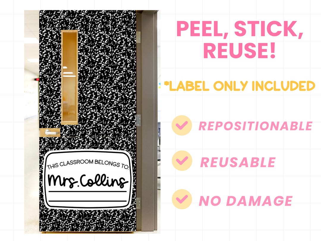 Composition Book Label Decal: Removable, Reusable Classroom Decor - Etsy
