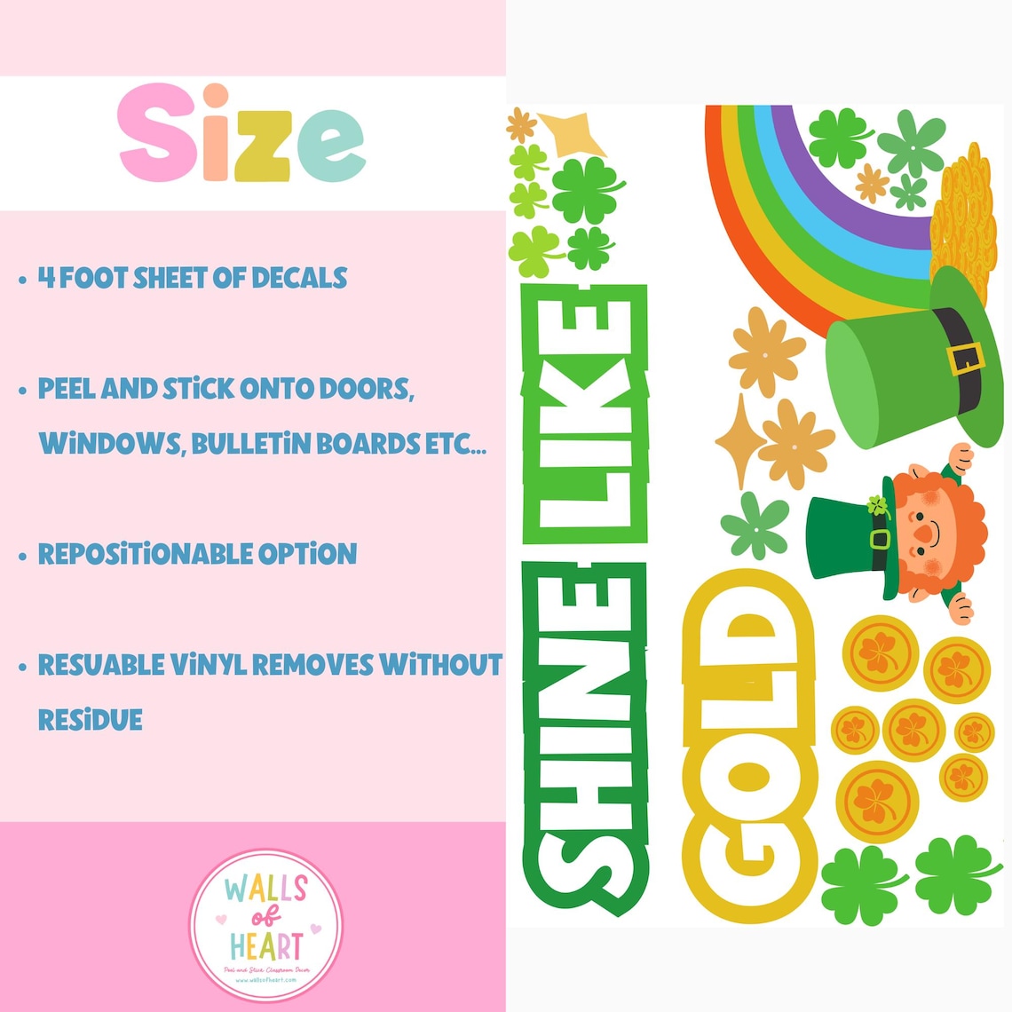 St. Patrick's Classroom Decor Peel and Stick Reusable Decals Teacher ...
