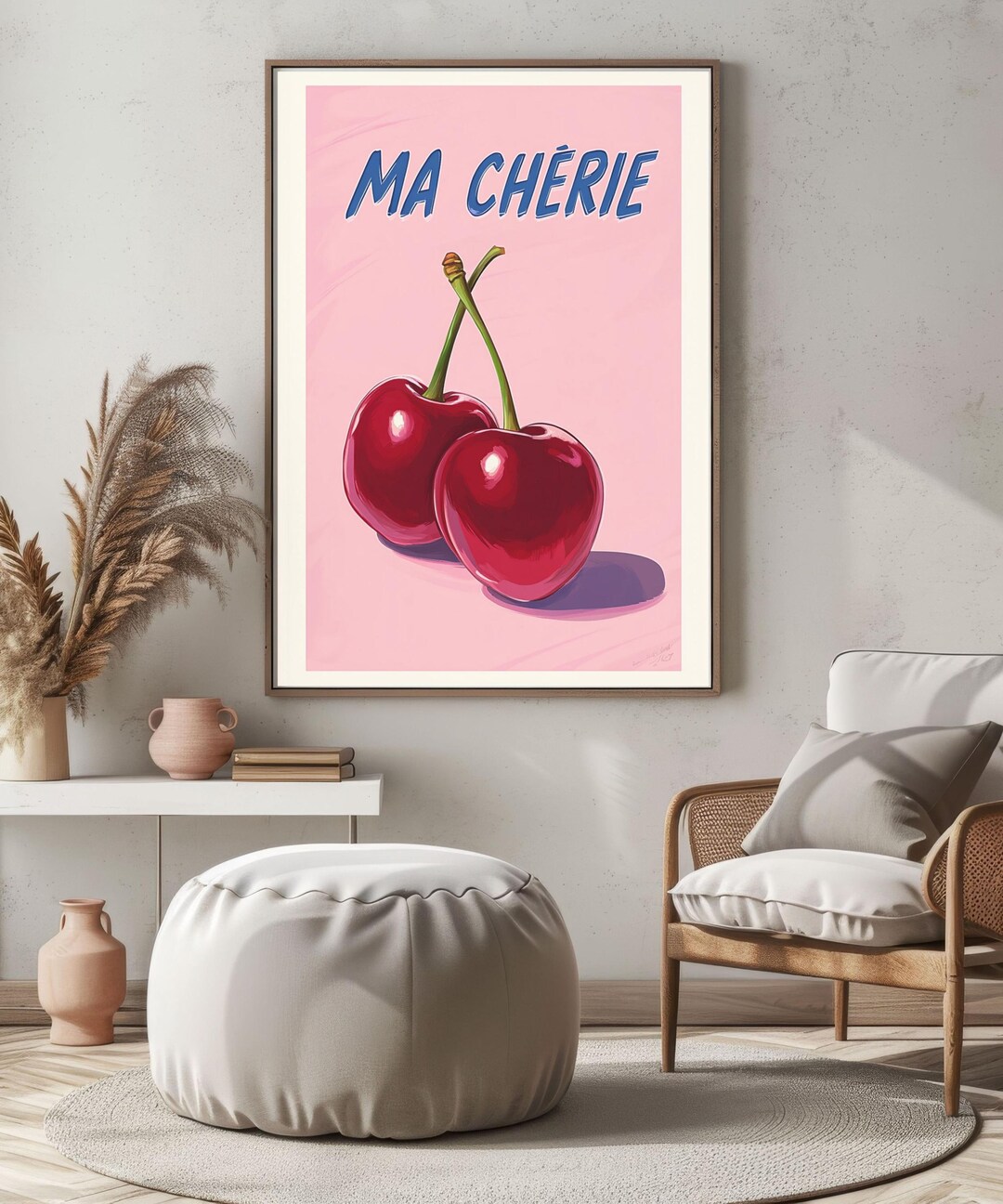 Digital Cherry Poster, Ma Cherie Print, Room Decor for Teens Cherry ...