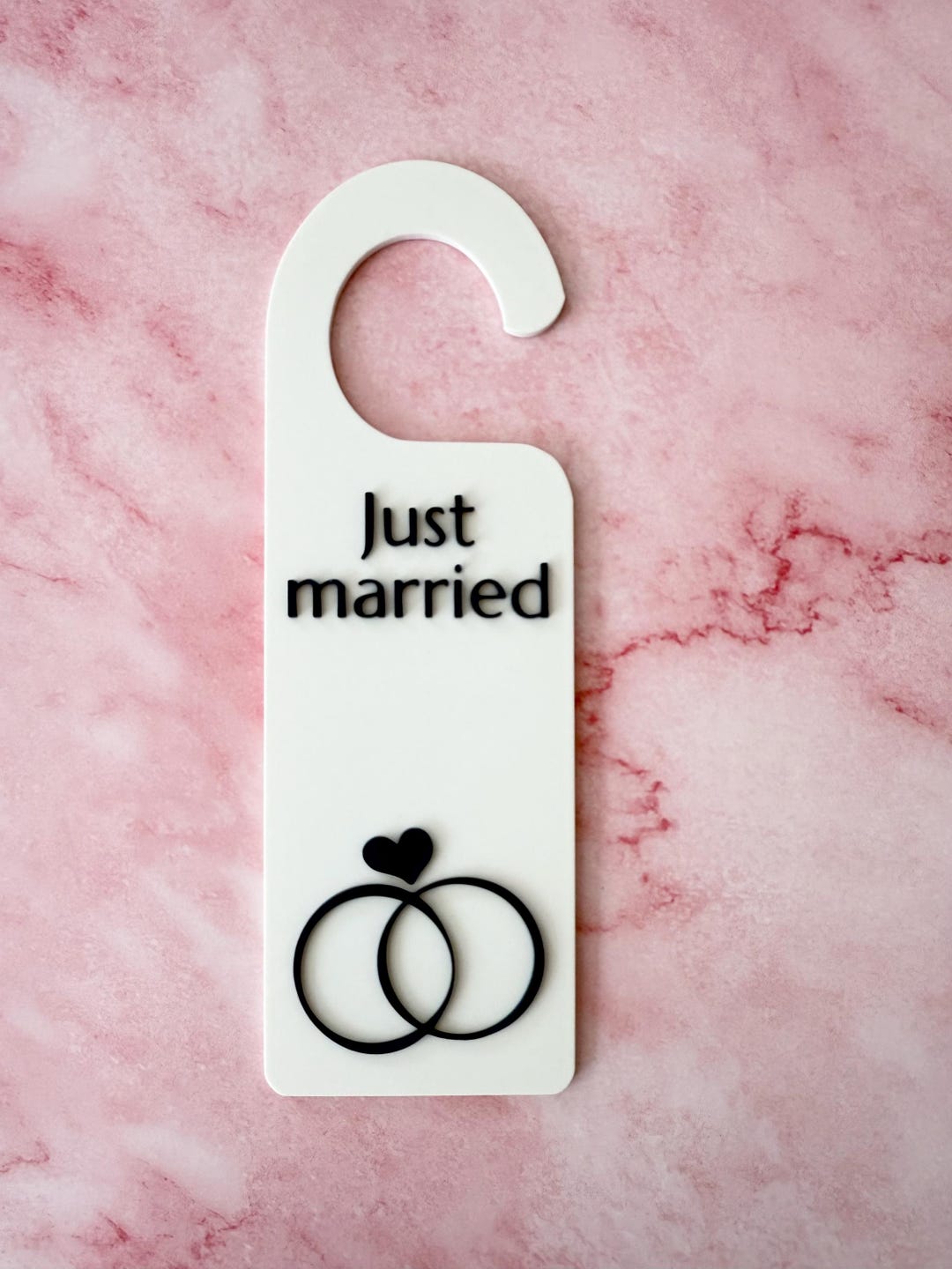 Just Married Door Hanger – Wedding Decor Sign With Rings & Heart ...