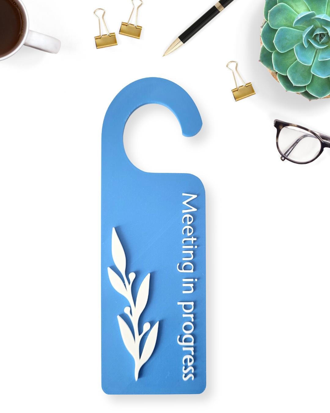 Meeting in Progress Door Hanger: Modern Office Decor With Leaf Icon - Etsy