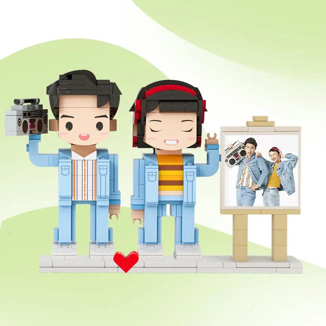 Full Body Customizable 2 People Photo Frame Custom Cute Brick Figures ...