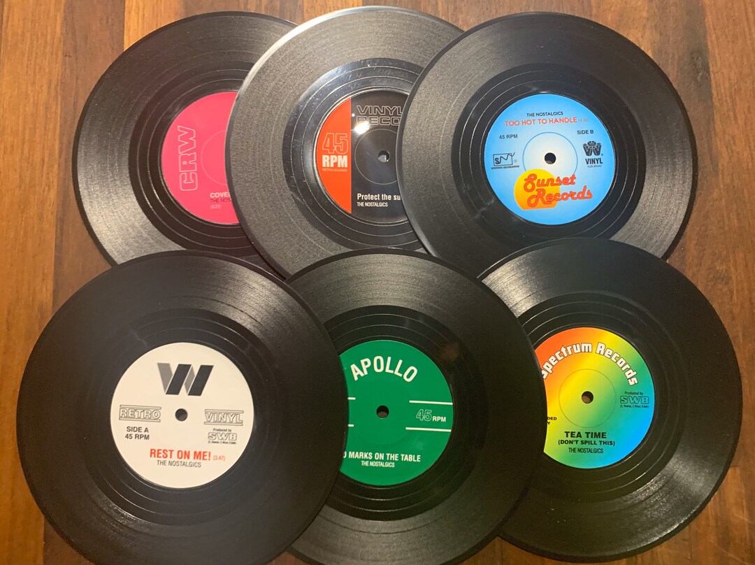 Record Label Coasters, Vinyl Record Party Favors, 1950s, 1960s, 1970s ...
