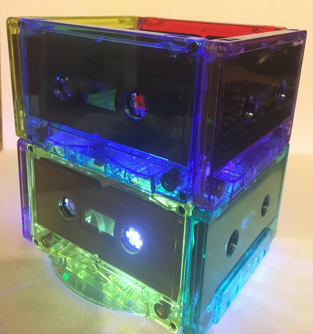 Rainbow Cassette Tape Centerpiece, Cassette Centerpiece, Lamp or ...