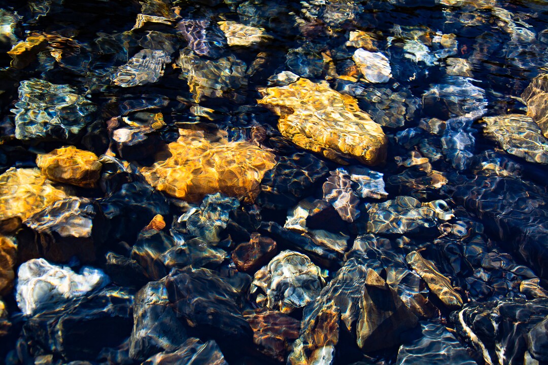 Fall Creek Stream Photo, Abstract River Rocks, Rocks, Copper Color ...