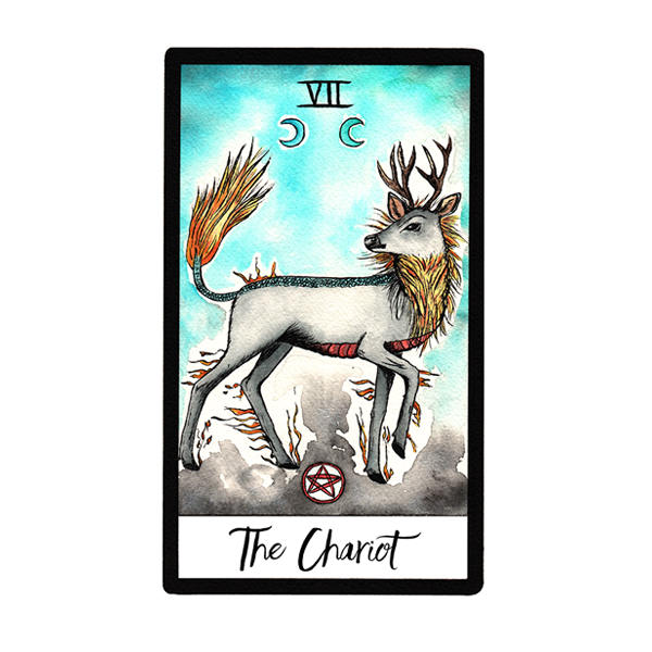 The Chariot, Tarot Card Print, Deer Print, Occult Art, Occult Print ...