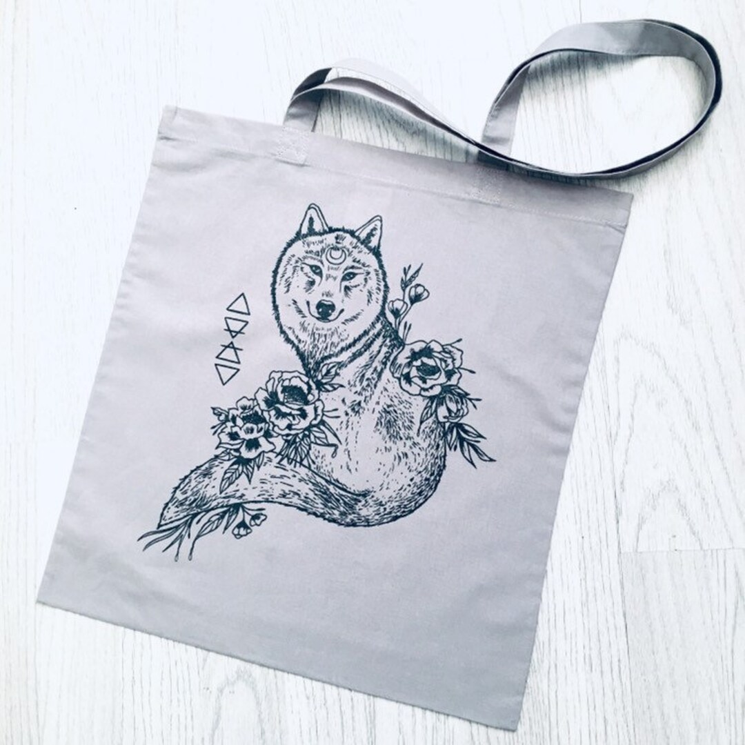Wolf Tote Bag, Wolf Print Bag, Wolf Gift, Wolf Bag, Wolf Art, Wolf Tote ...