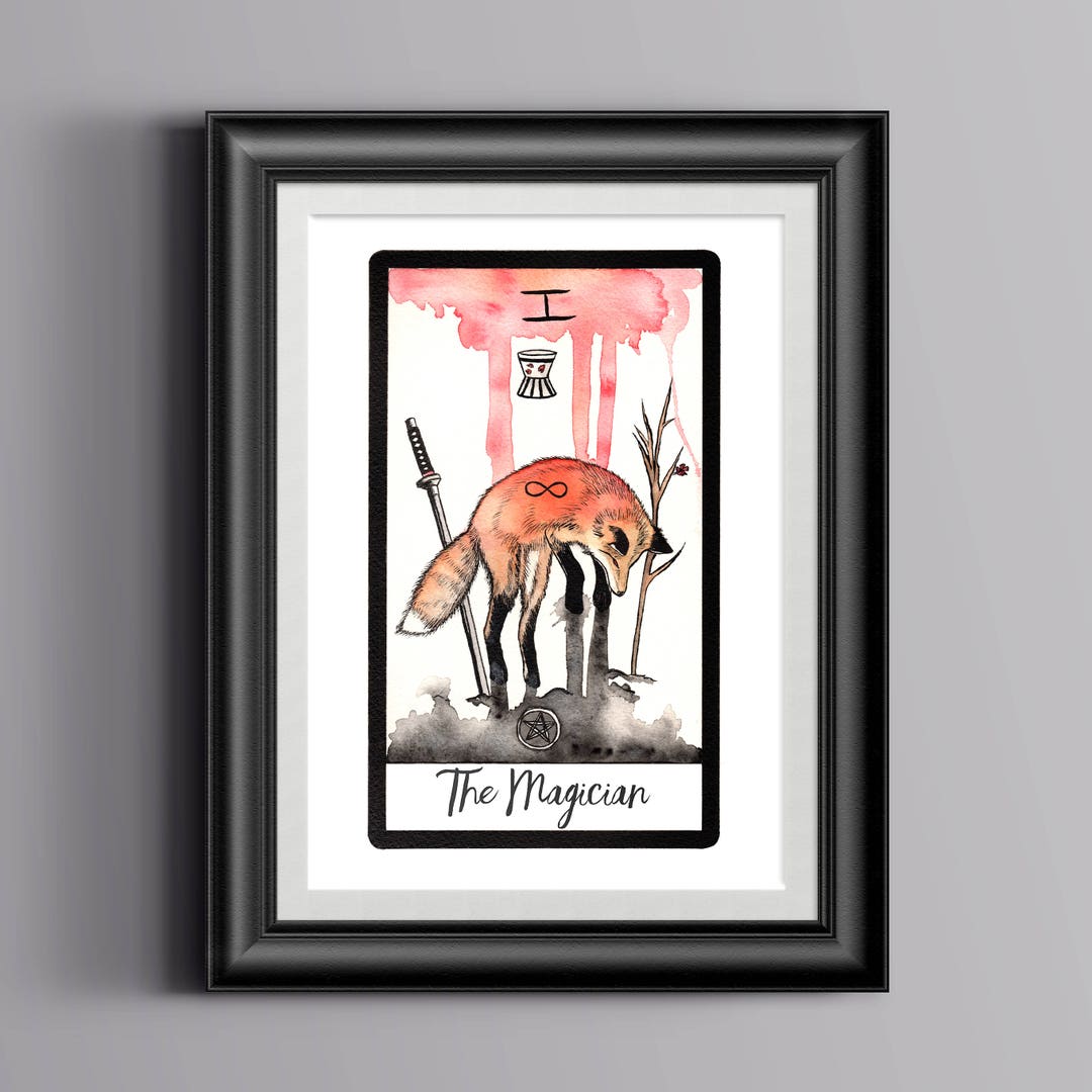 The Magician, Tarot Card Print, Kitsune Art, Occult Art, Occult Print ...