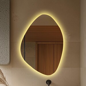 Asymmetric Modern Led Mirror, Aesthetic Living Room Mirror, Illuminated ...