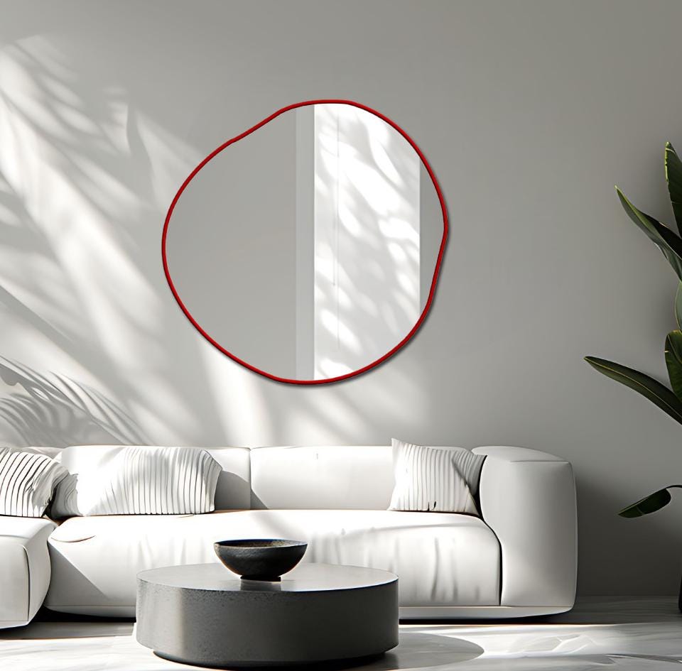 Asymmetrical Mirror, Aesthetic Round Mirror Home Decor, Circle Wall ...