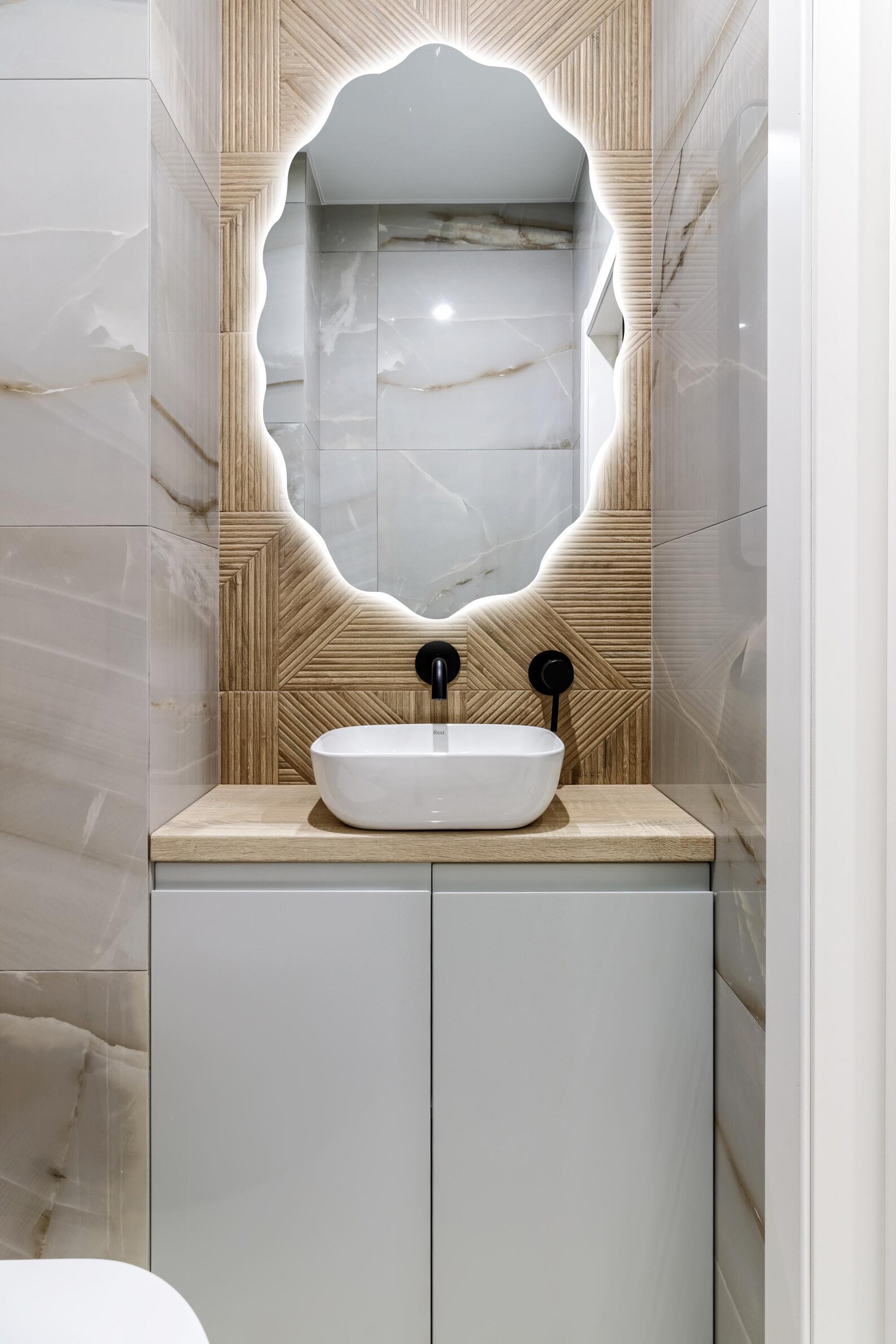 Oval Asymmetrical Led Mirror for Bathroom, Modern Decorative Mirror ...