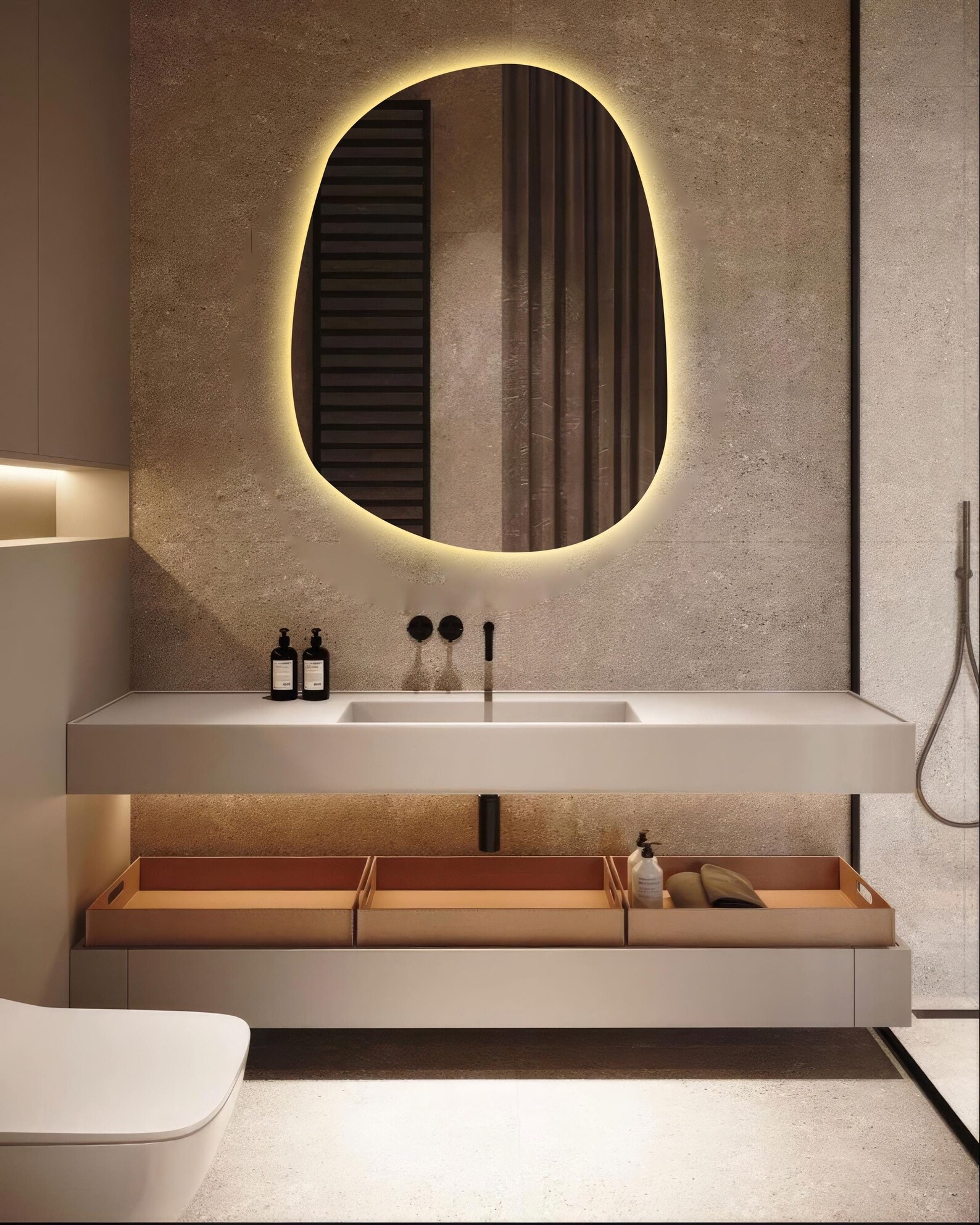 Asymmetrical LED Mirror, Modern Wall Mirror With LED Lights ...